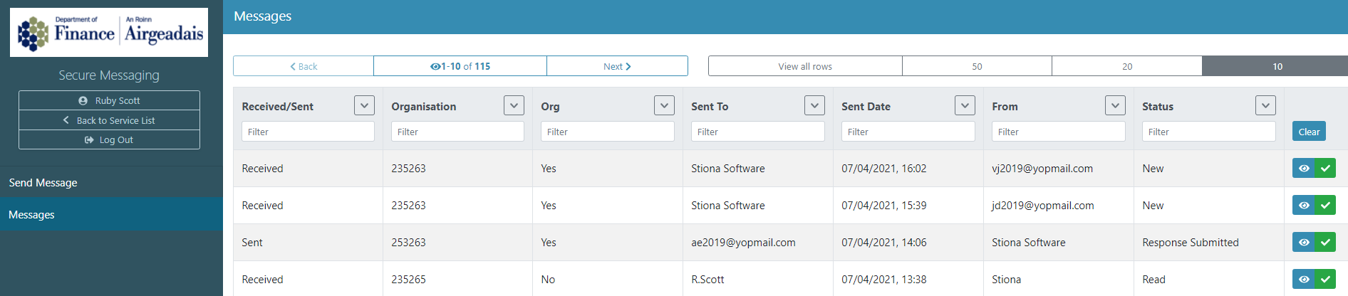 Organisation Message